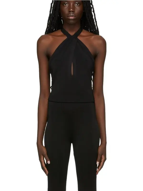 Staud Logo Knitted Sleeveless Vest - Black