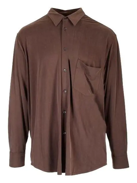 MAGLIANO Braided-strap Detailed Spread Collared Shirt - Brown