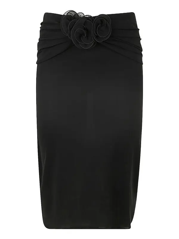 Magda Butrym Floral Appliqué Midi Skirt - Black