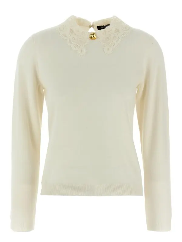 Fabiana Filippi Lace Neck Detail Sweater - White