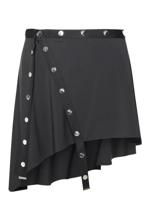 Attico Asymmetric Stud-embellished Mini Skirt - Black