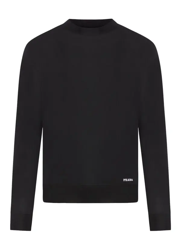 Prada Logo Jacquard Crewneck Jumper - Black