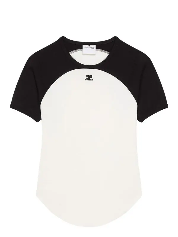 COURREGES Courrèges Embroidered Logo Crewneck T-shirt - White