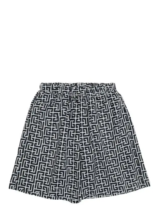 Balmain Printed Pb Monogram Swim Shorts - Black
