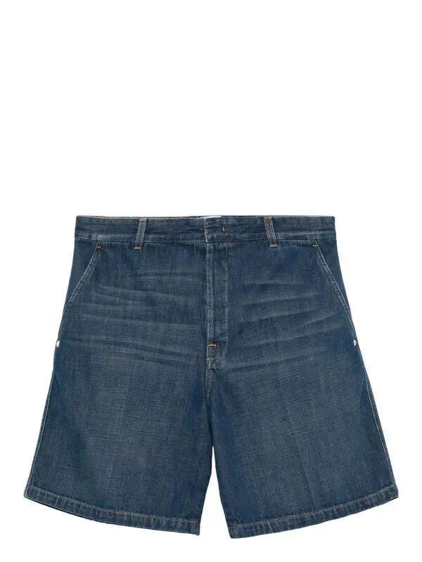 LANVIN Logo Patch Denim Shorts - Blue