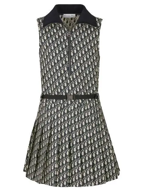 Dior Sleeveless Zip-up Pleated Dress - Black