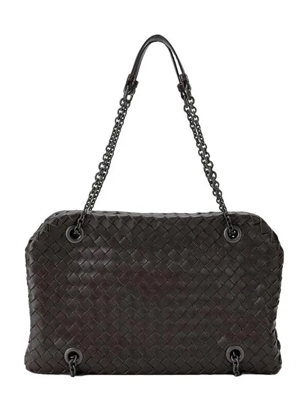 Bottega Veneta Woven Pattern Chain Handbag - Brown