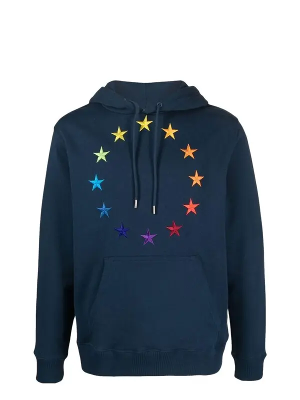 ETUDES Circular Embroidered Cotton Hoodie - Blue