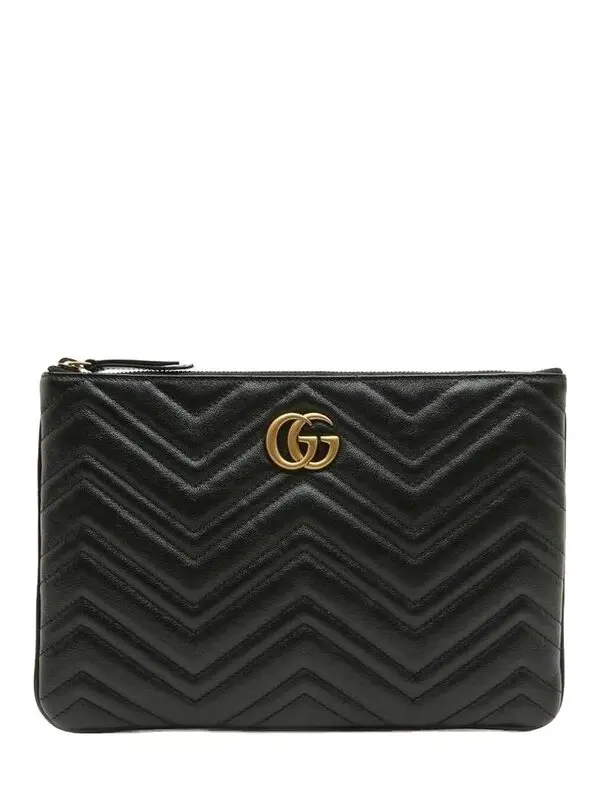 Gucci Gg Marmont Clutch With Heart Applique - Black