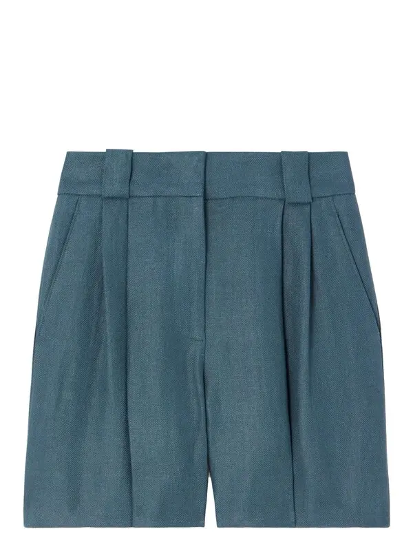 BLAZÉ MILANO Pleated Wide-leg Shorts - Navy Blue