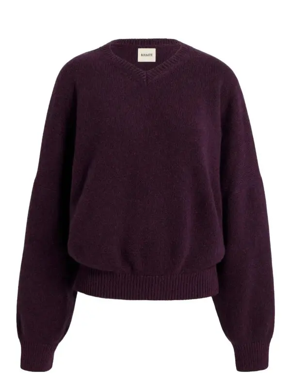 Khaite Wolf Cashmere V-neck Pullover - Plum