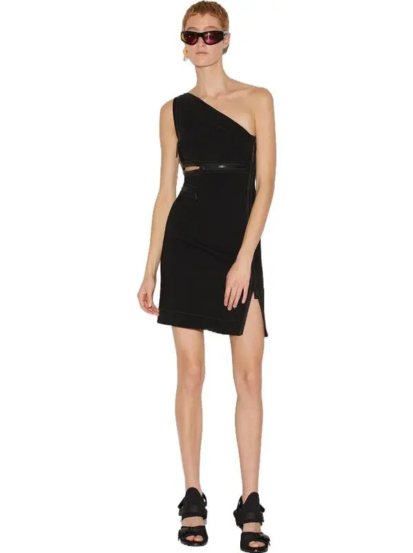Dsquared2 One-shoulder Zip-detailed Sleeveless Mini Dress - Black