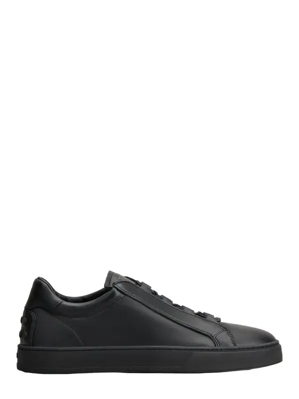 TOD'S Round Toe Lace-up Calfskin Sneakers - Black