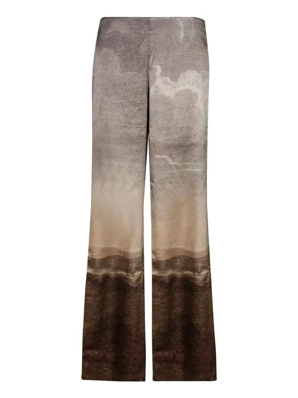 PIERRE-LOUIS MASCIA Printed Wide-leg Trousers - Brown