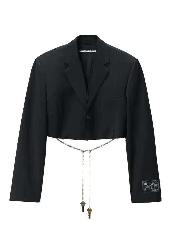 Alexander Wang Cropped Long-sleeve Blazer With Chain Detail - Black