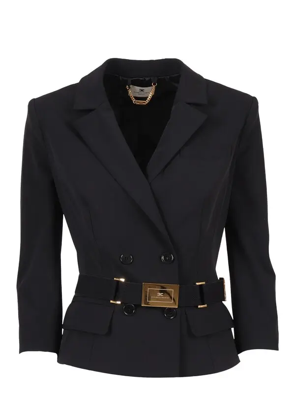 Elisabetta Franchi Belted Fitted Blazer - Black