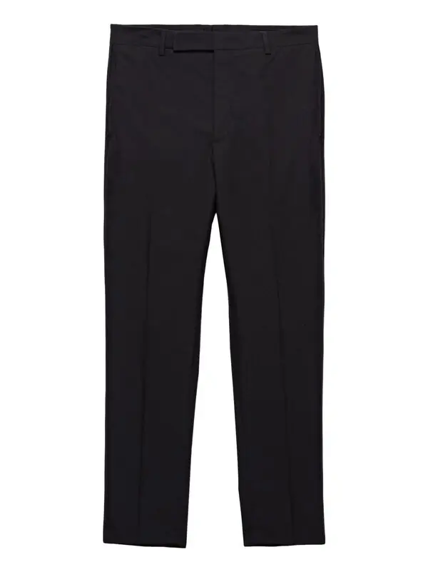 Prada Tailored Trousers With Triangle Logo Detail - Black