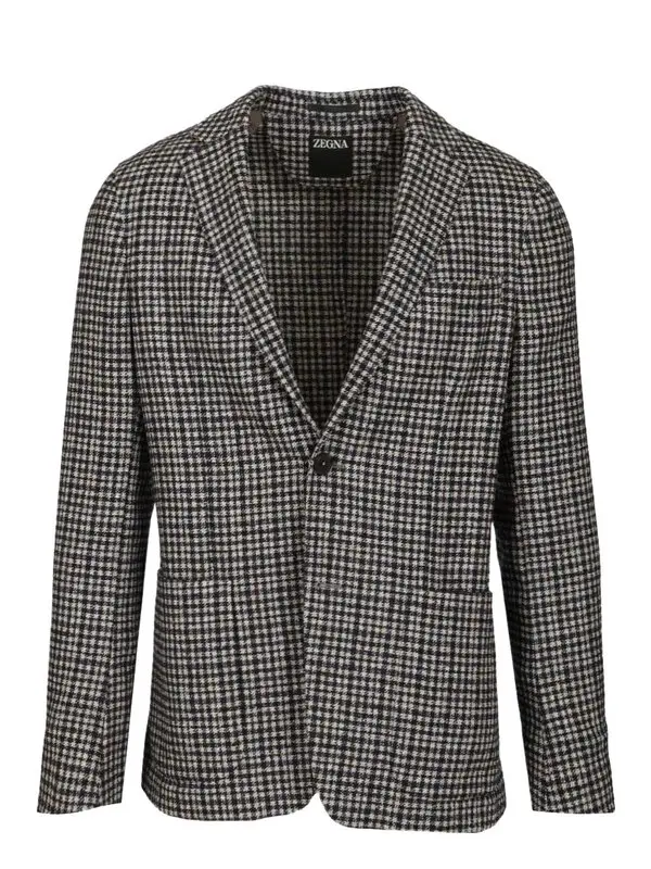 Zegna Checked V-neck Jacket - Black