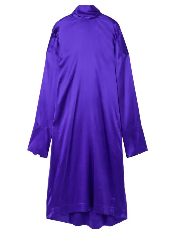 Dries Van Noten Long-sleeved Dress With Tie Neck - Purple