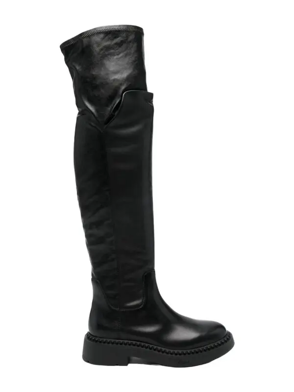Ash Round Toe Boots - Black