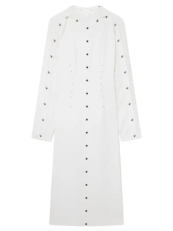 Stella McCartney Long-sleeved Rivet Midi Dress - Pure White