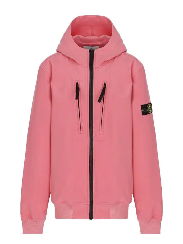 Stone Island Soft-shell Zip-up Hoodie - Cyclamen Color