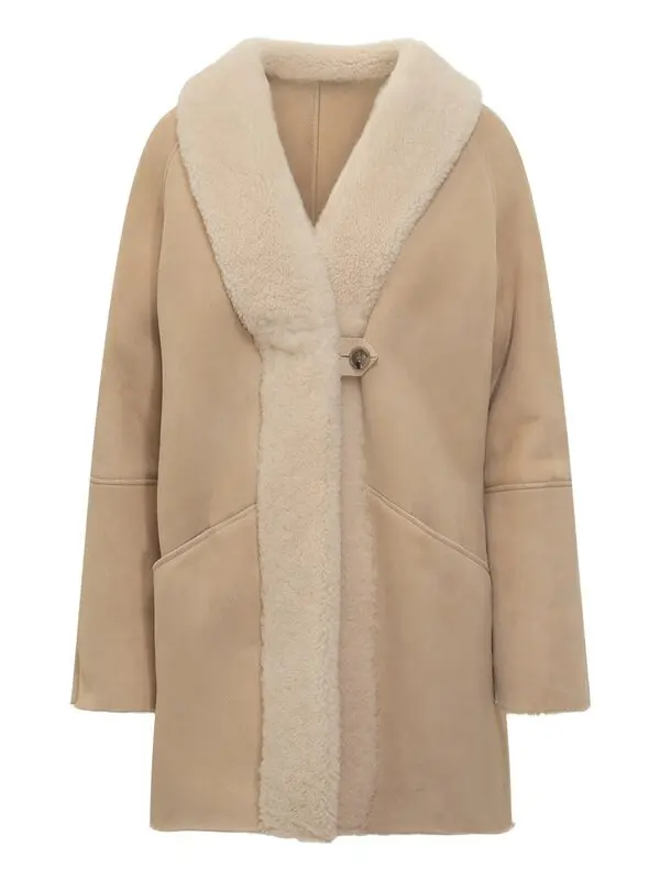 LOULOU STUDIO Isak Shearling Coat - Nude