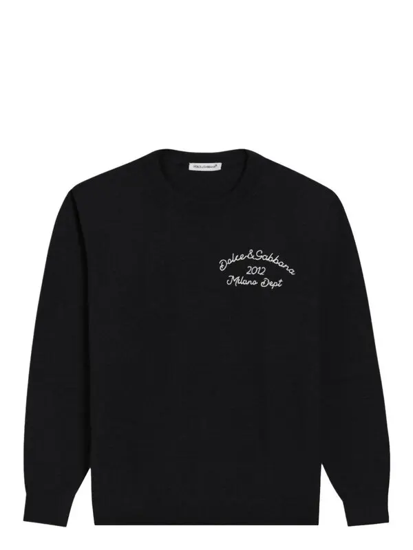 Dolce & Gabbana Embroidered Crew-neck Sweater - Navy Blue
