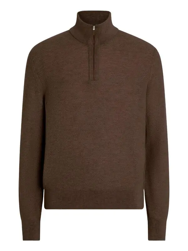 Zegna Long Sleeve Zip-up Jumper - Brown