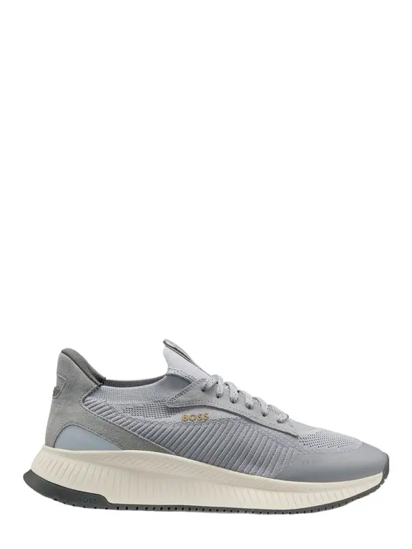 Hugo Boss Boss Lace-up Ribbed Knit Sneakers - Grey