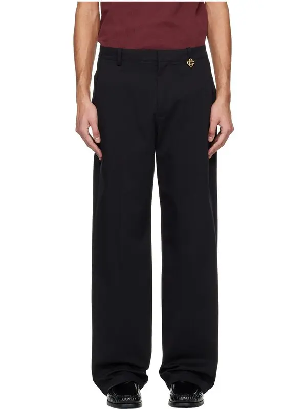 Casablanca Twill Zipper Casual Pants - Black