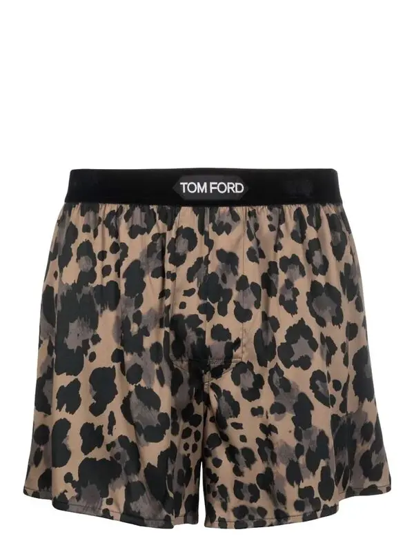 TOM FORD Leopard Print Boxer Shorts - Black