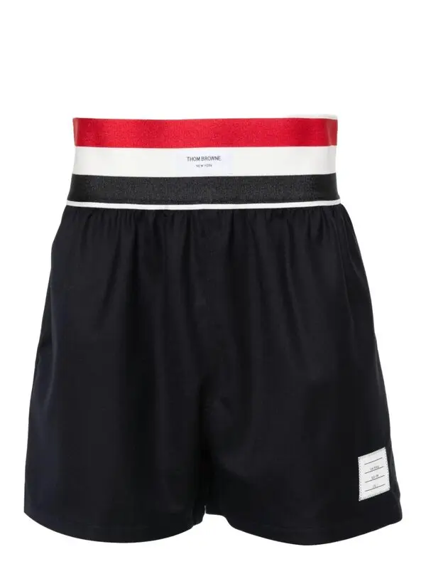 Thom Browne Logo Patch Shorts - Navy Blue