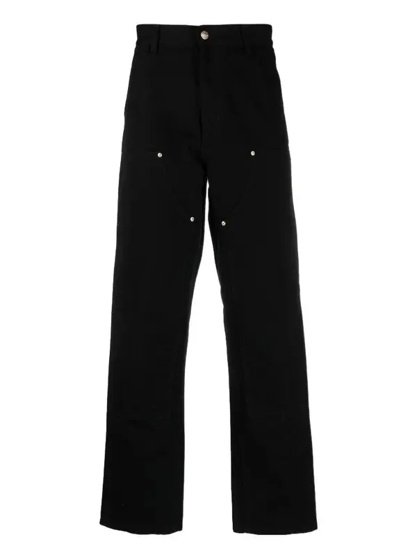 Carhartt Work In Progress Double Knee Logo Patch Straight-leg Trousers - Black