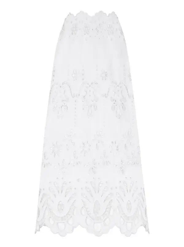 Dolce & Gabbana Cut-out Detailed Midi Poplin Skirt - White