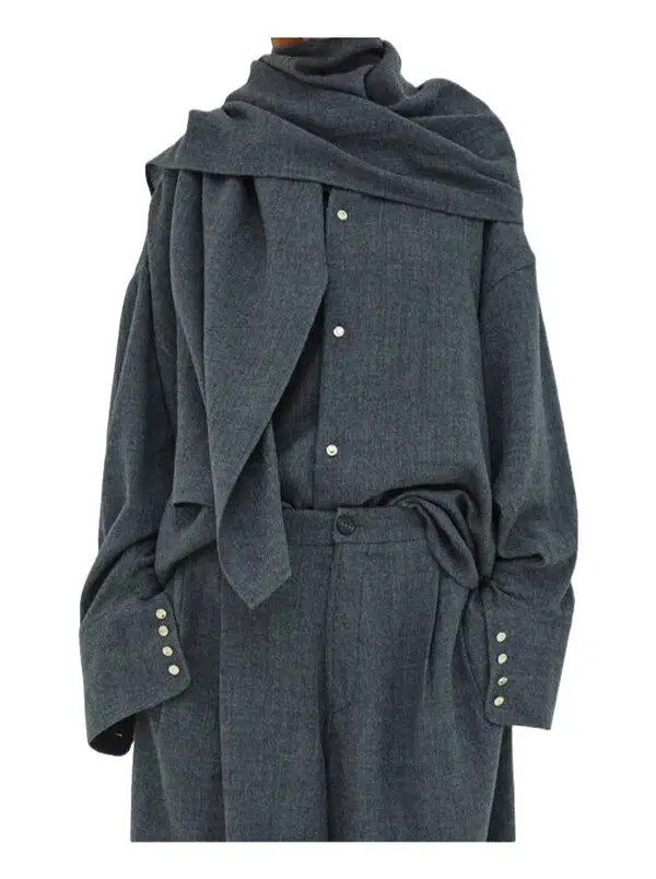 DARKPARK Georgia Detachable Scarf Japanese Shirt - Black