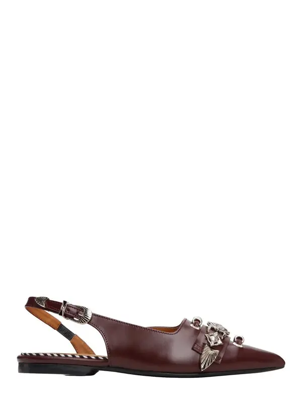 Toga Metal Belt Flats - Wine Red