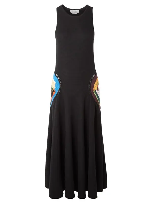 Gabriela Hearst Alia Crocheted Trim Maxi Dress - Black