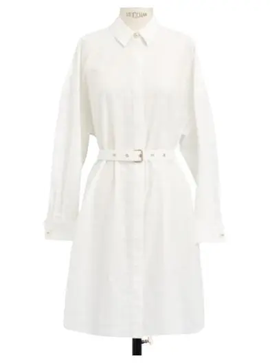 Dior Belted Shirt Dress - White