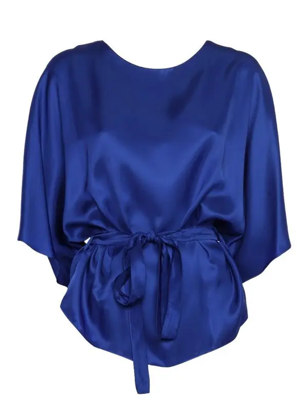 P.a.r.o.s.h Tied-waist Satin Blouse - Blue