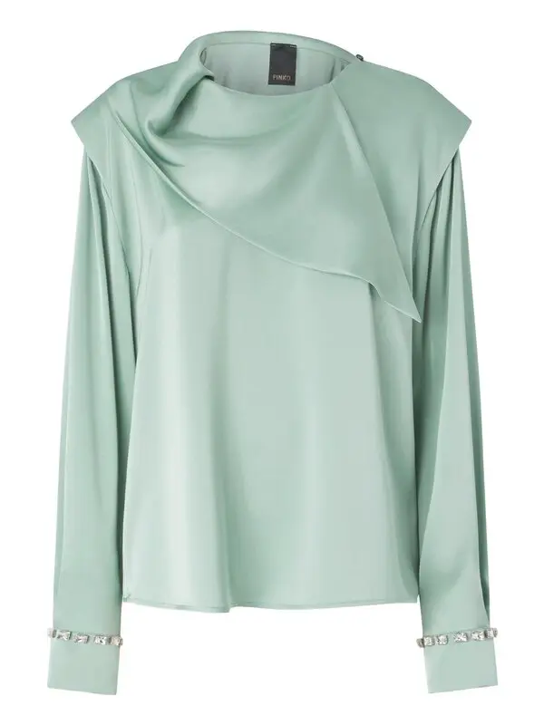 Pinko Draped Embellished Cuff Top - Green