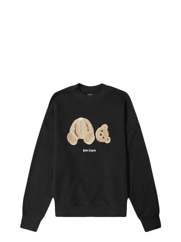 Palm Angels Logo Printed Crewneck Sweatshirt - Black