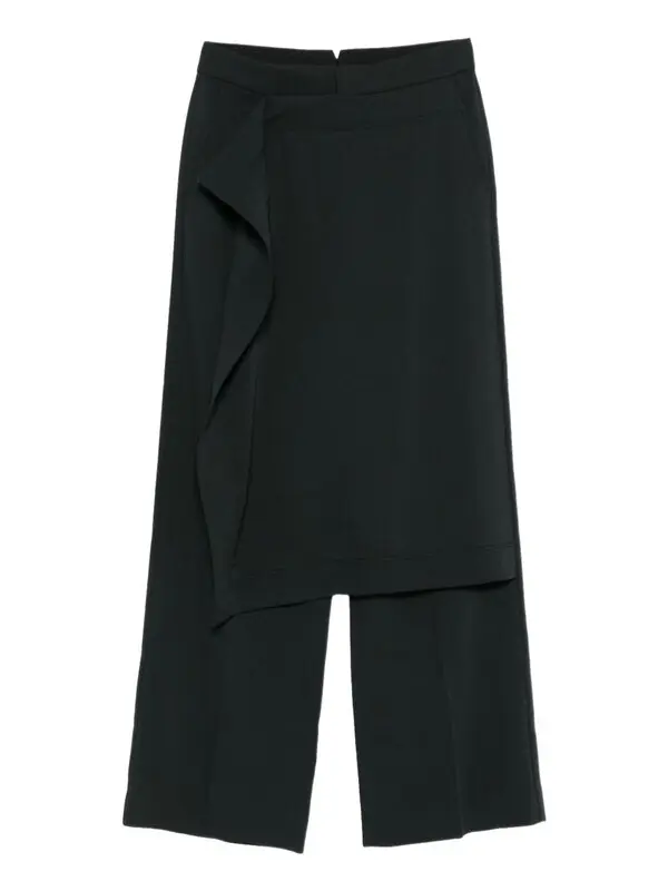 Ami Ruffled Overlay Straight Trousers - Charcoal-grey