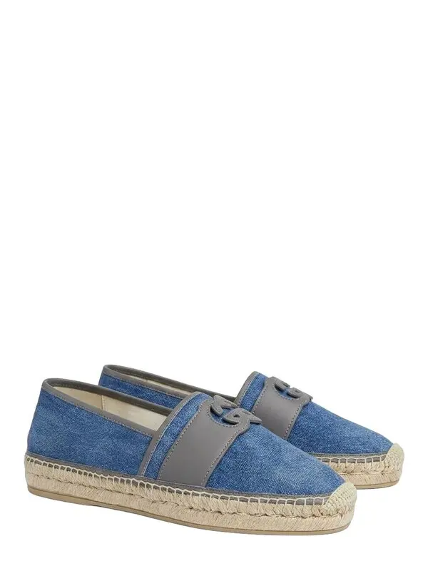 Gucci Interlock G Cut Out Denim Espadrilles - Blue