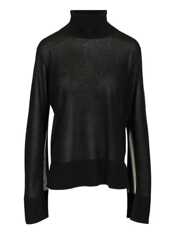 TOTEME High Neck Knitted Top With Ribbed Trims - Black