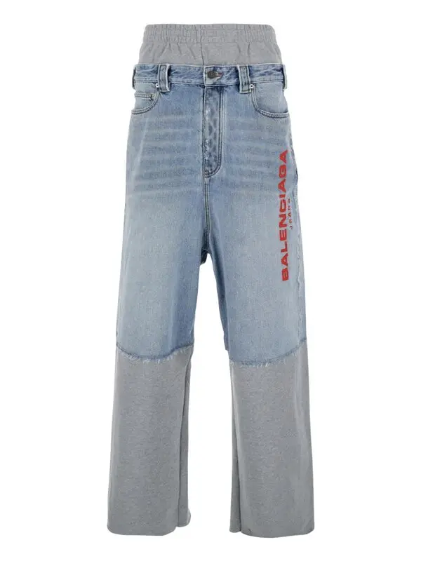 Balenciaga Fleece-insert Frayed Trousers - Light Blue