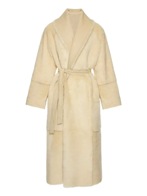 Magda Butrym Belted Leather Coat - Cream