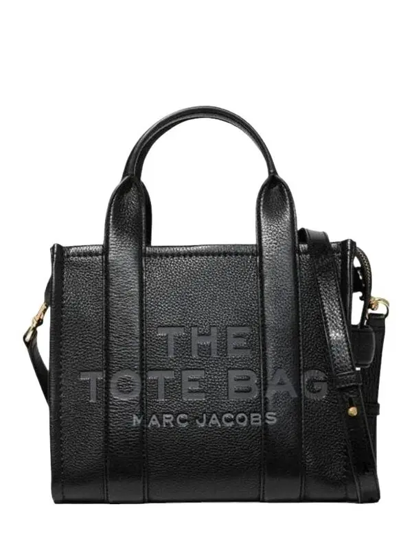 Marc Jacobs Logo Embossed Leather Shoulder Bag - Black