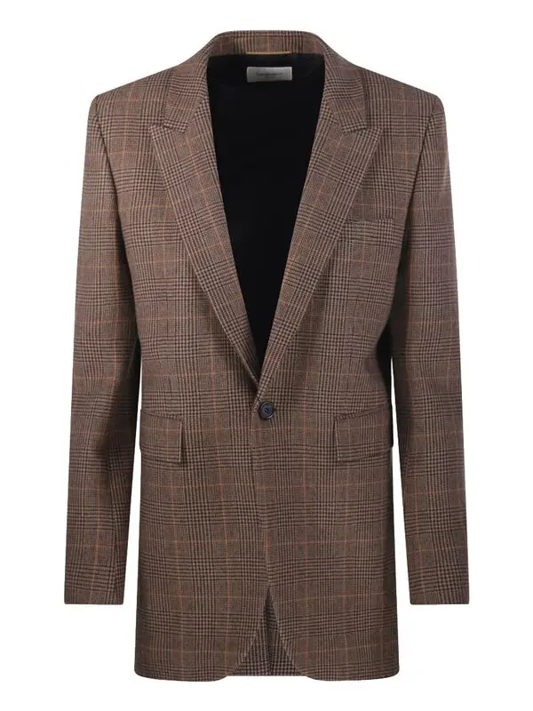Saint Laurent Tailored Checkered Blazer - No