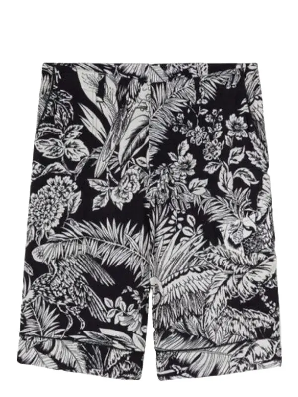Palm Angels Parrot Print Straight Leg Shorts - Black